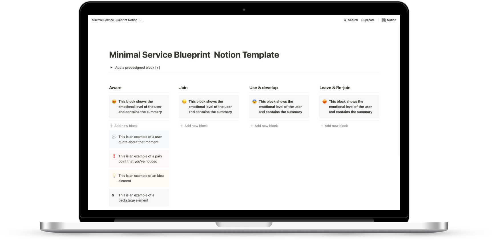 Minimal Service Blueprint (Notion template) Minimal Service Blueprint (Notion template)