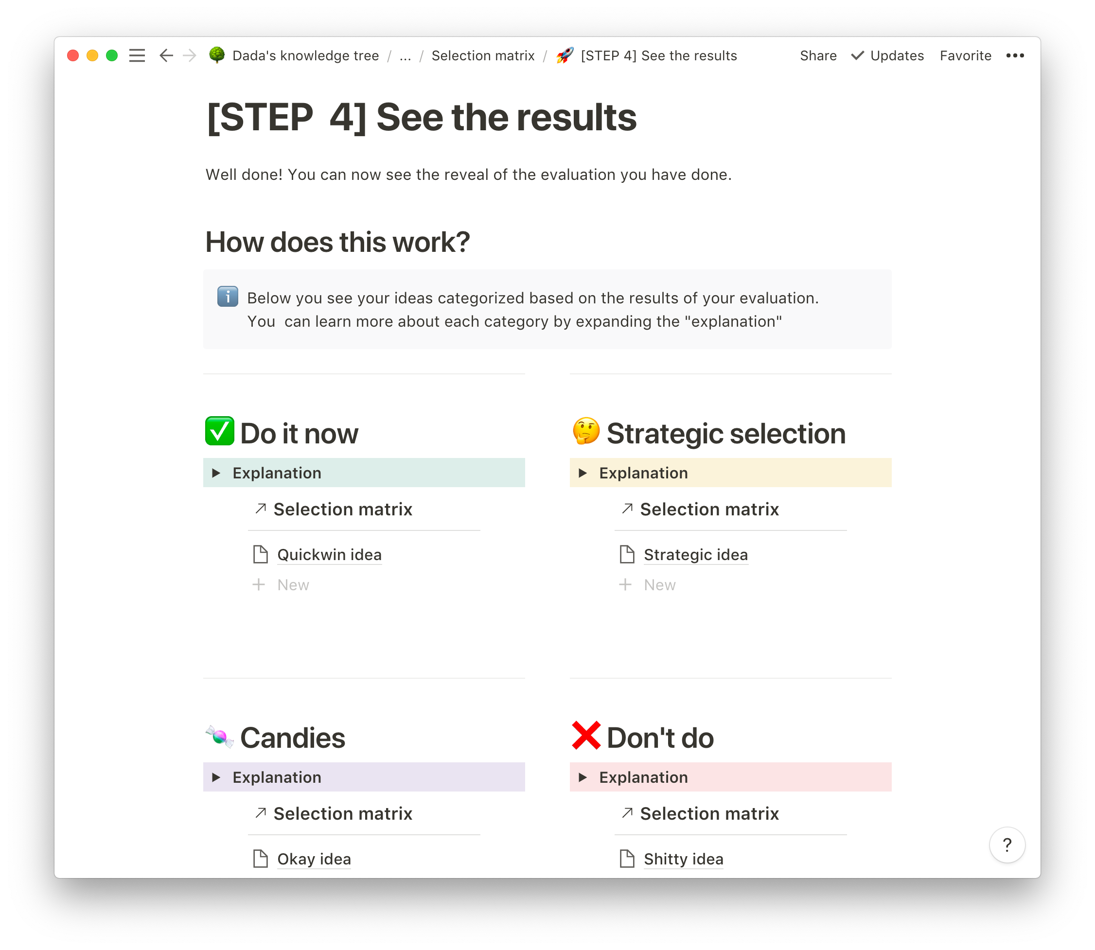 Selection Matrix (Notion template)